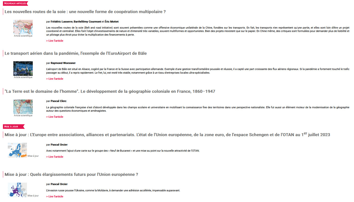 Lettre d’information de Géoconfluence de juin 2023 – Histoire géographie